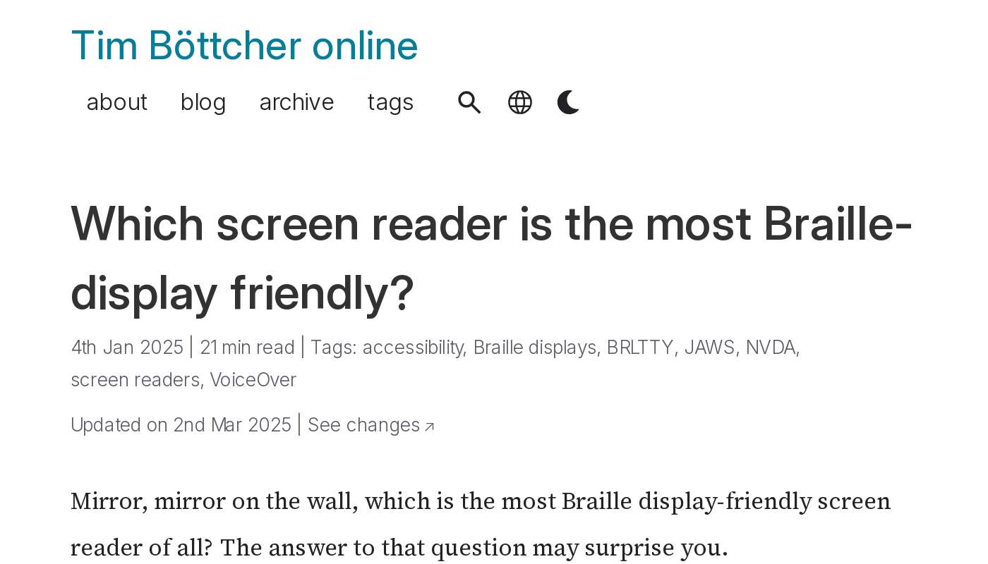 Which screen reader is the most Braille-display friendly? | Tim ...